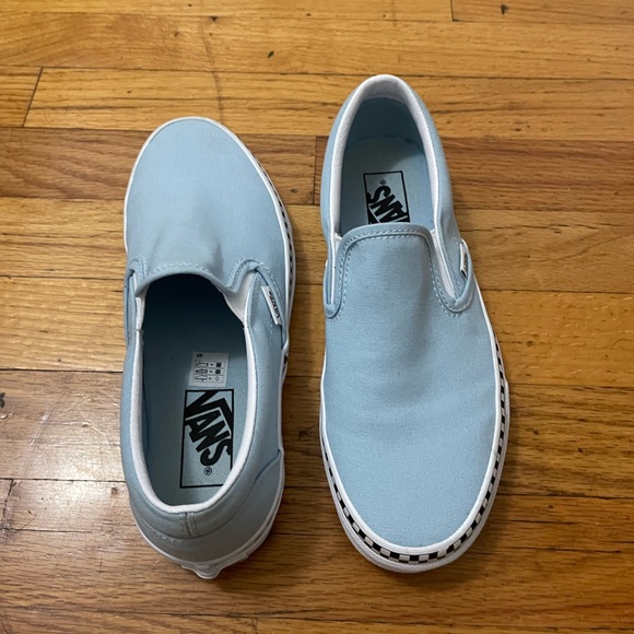 Vans | Shoes | Selling These Light Blue Checkered Vans Used Like New ...